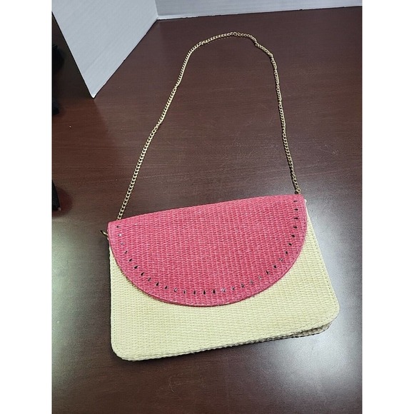 Escada | Bags | Escada Sorbetto Rosso Watermelon Straw Rattan Chain ...